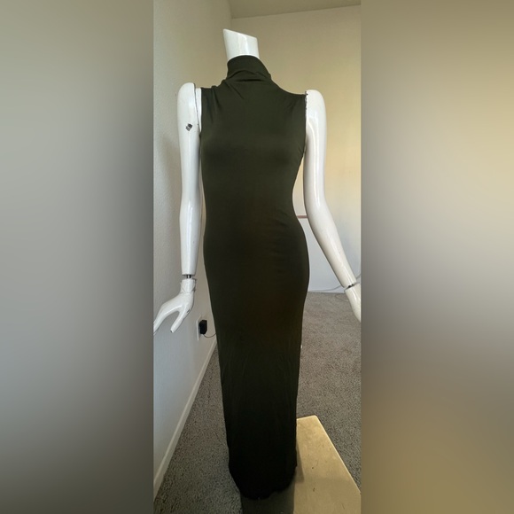 Moa Moa | Dresses | Moa Moa Olive Green Jersey Maxi Bodycon Dress Super ...